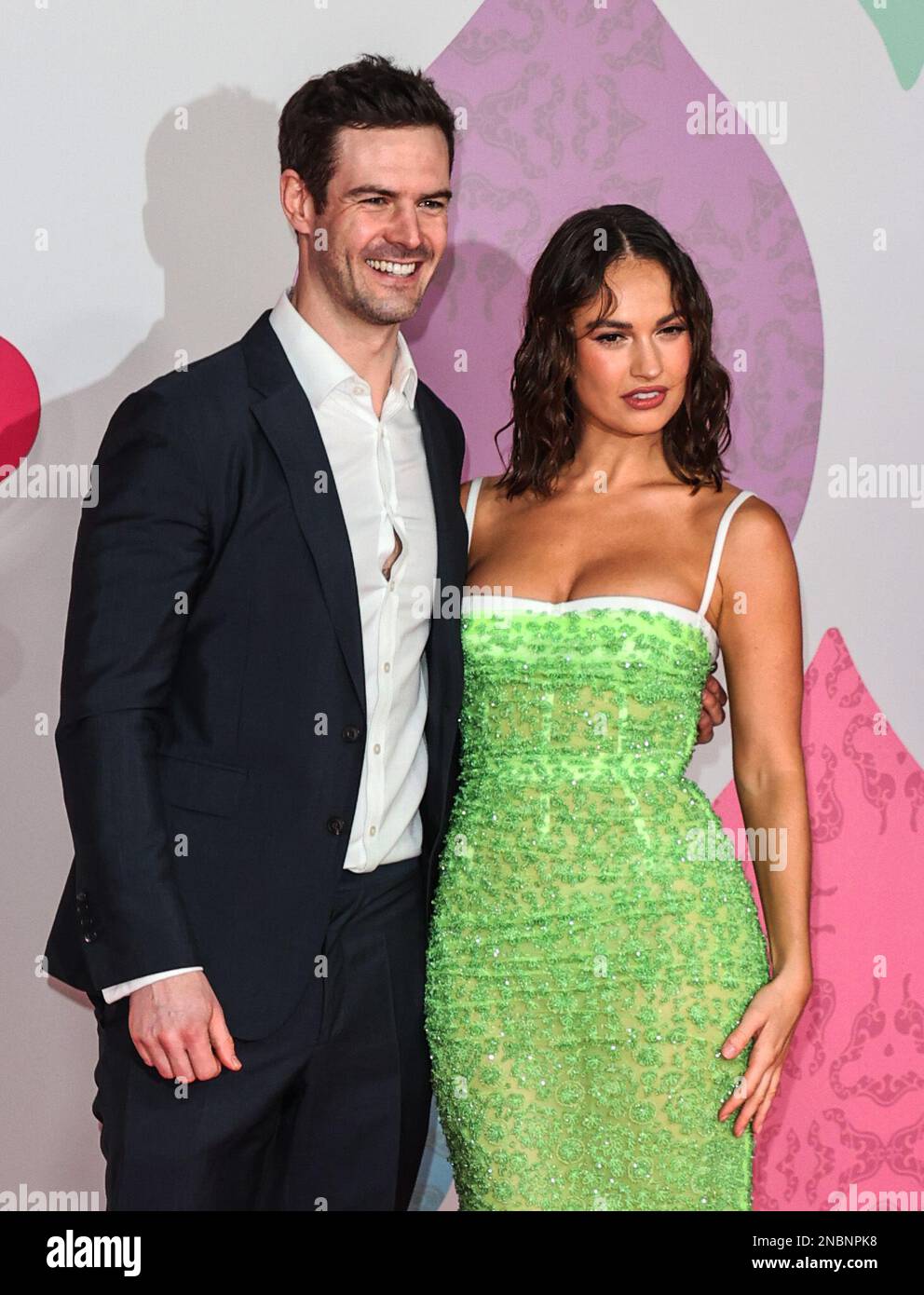 London, UK. 13th Feb, 2023. Sam Thompson and Lily James attend the UK ...