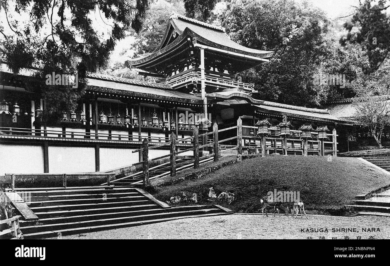 Kasuga Shrine, one of the most visited in Japan at Nara in an undated ...