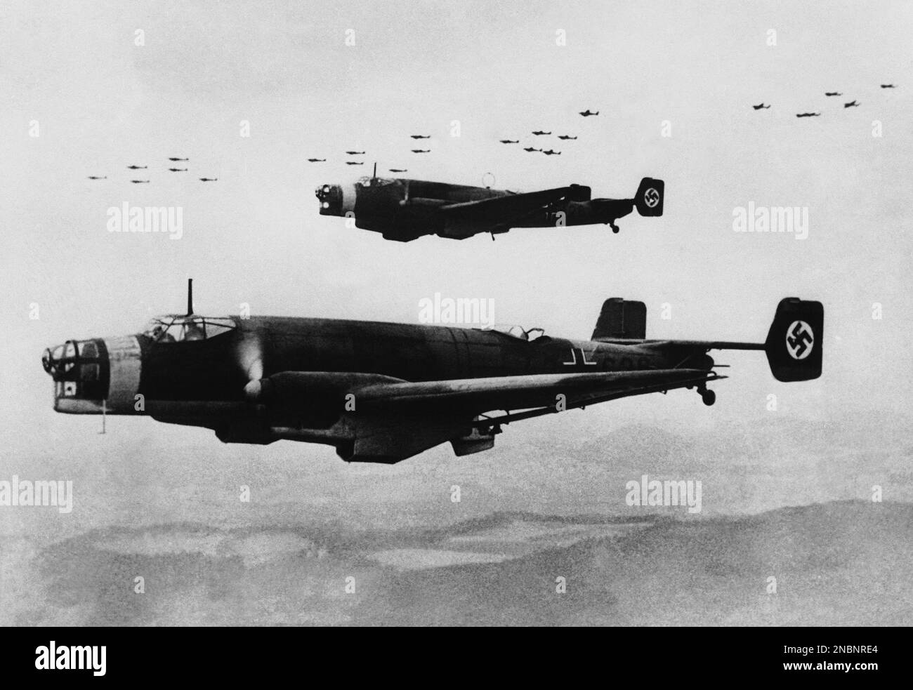 A squadron of new German Military planes flying in formation during ...