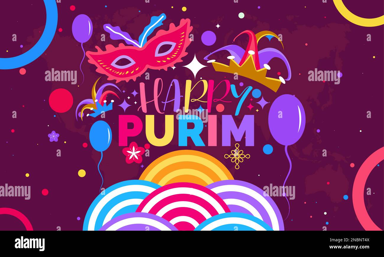 Jewish traditional holiday Carnival concept of Happy Purim. Celebration ...