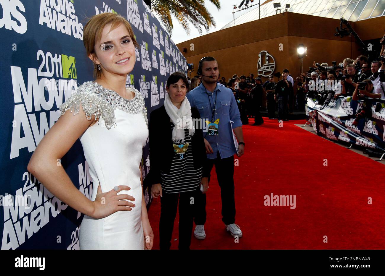 Emma Watson arrives at the MTV Movie Awards on Sunday, June 5, 2011, in ...