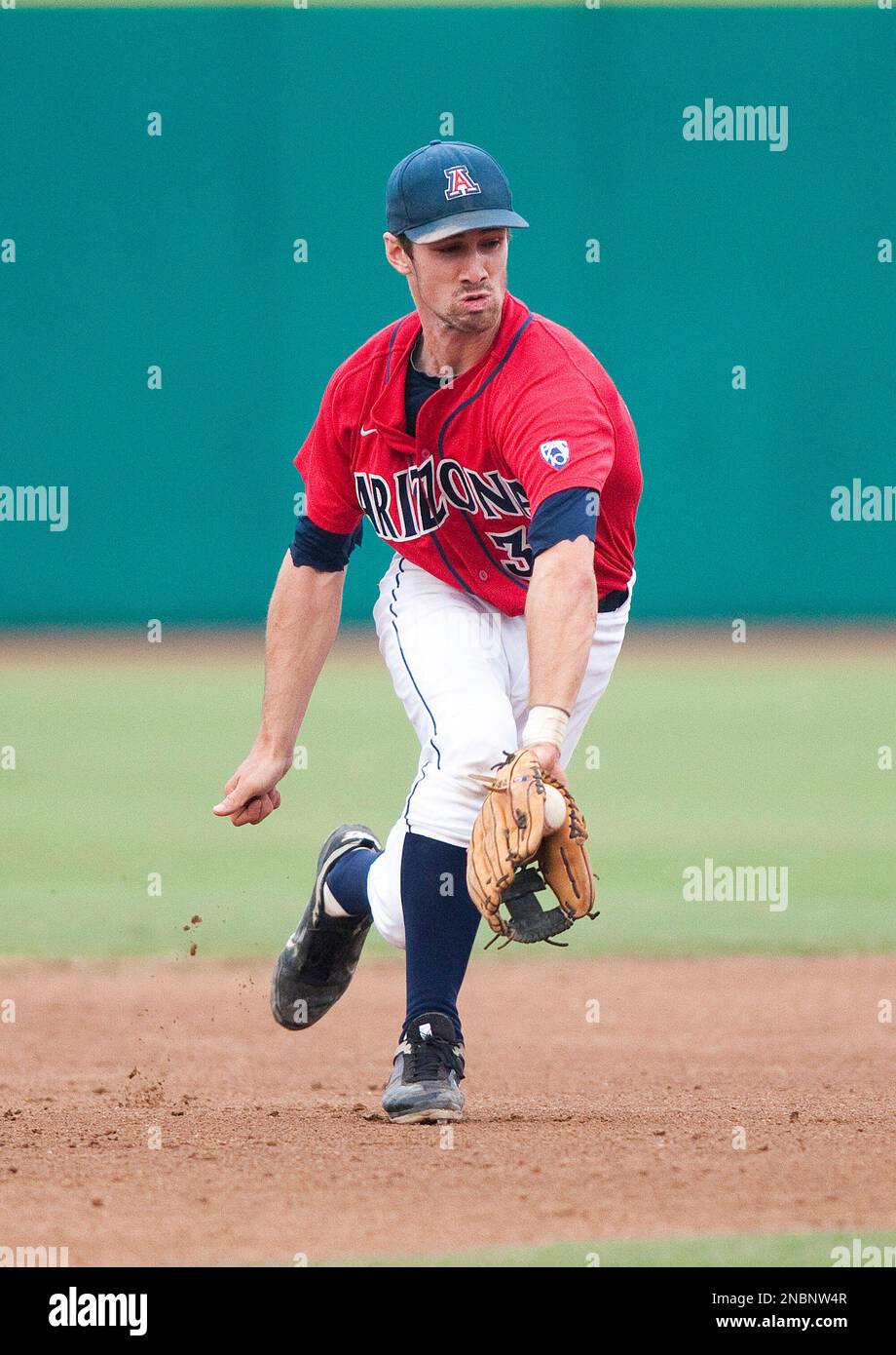Arizona second baseman Bryce Ortega fields a ball during the third ...