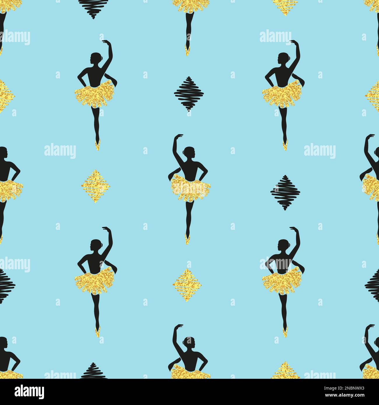 Seamless pattern with dancing ballerinas. Vector illustration Stock ...