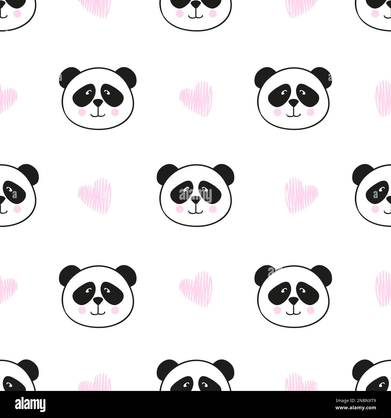 Seamless cute panda pattern. Vector illustration for kids Stock Vector ...