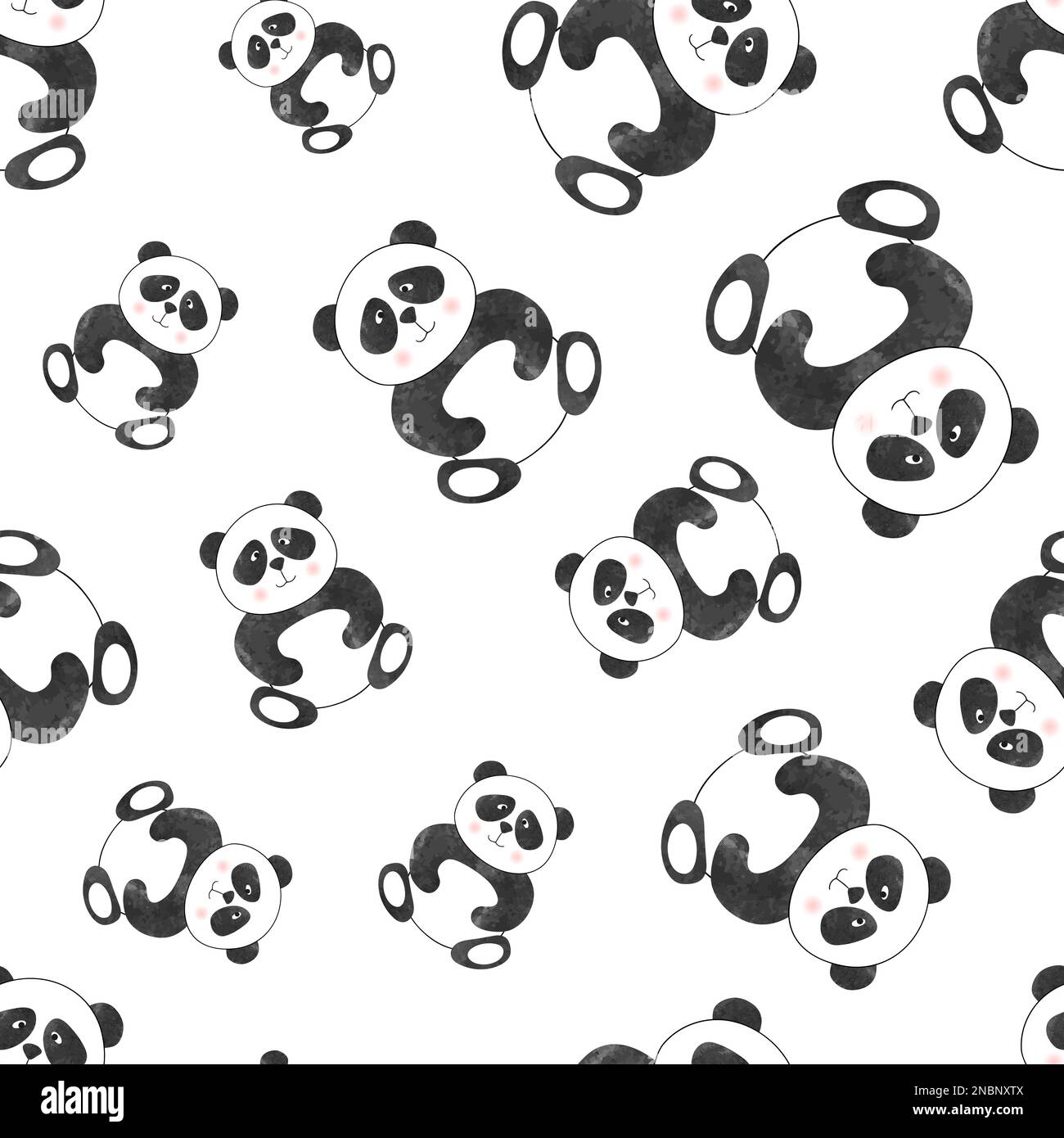 Seamless cute cartoon panda pattern. Vector illustration Stock Vector ...