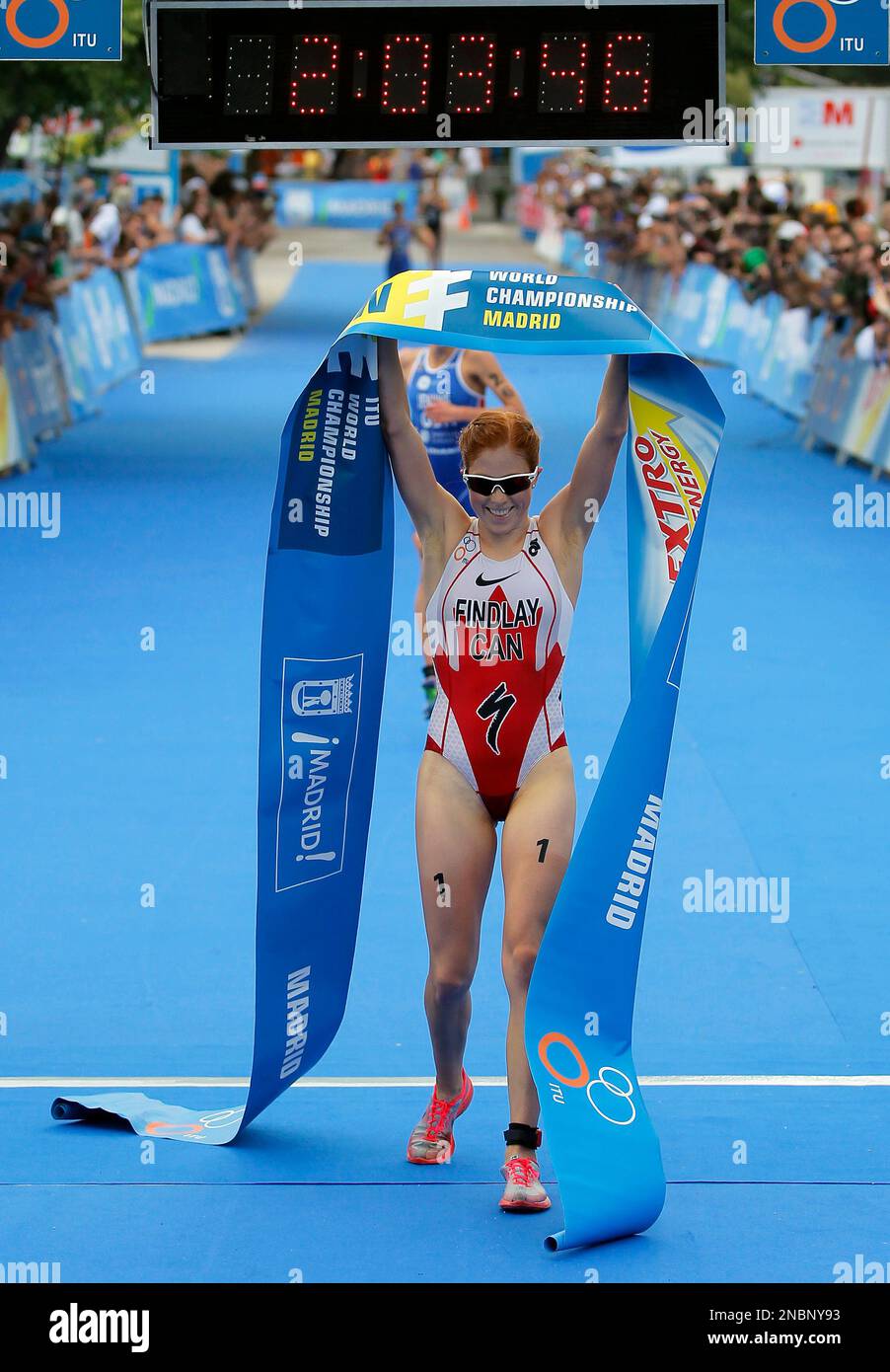 Paula Findlay from Canada celebrates her victory after reaching the ...
