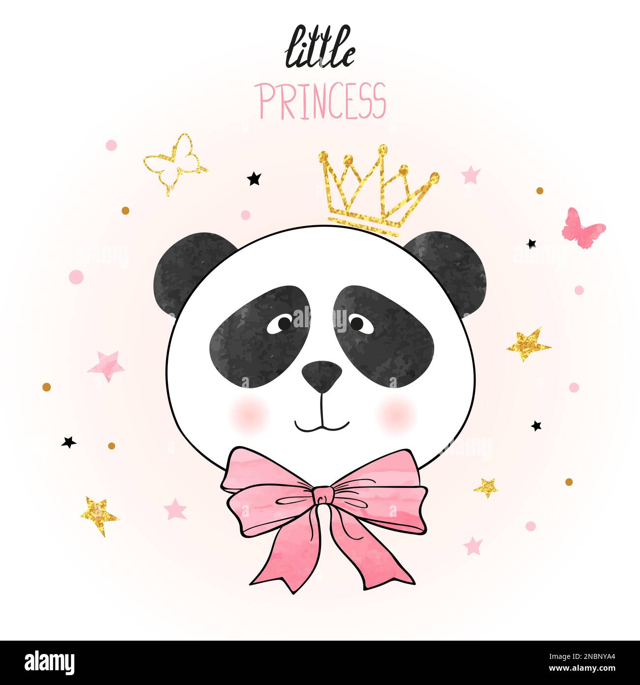 Cute cartoon panda princess vector illustration Stock Vector Image ...