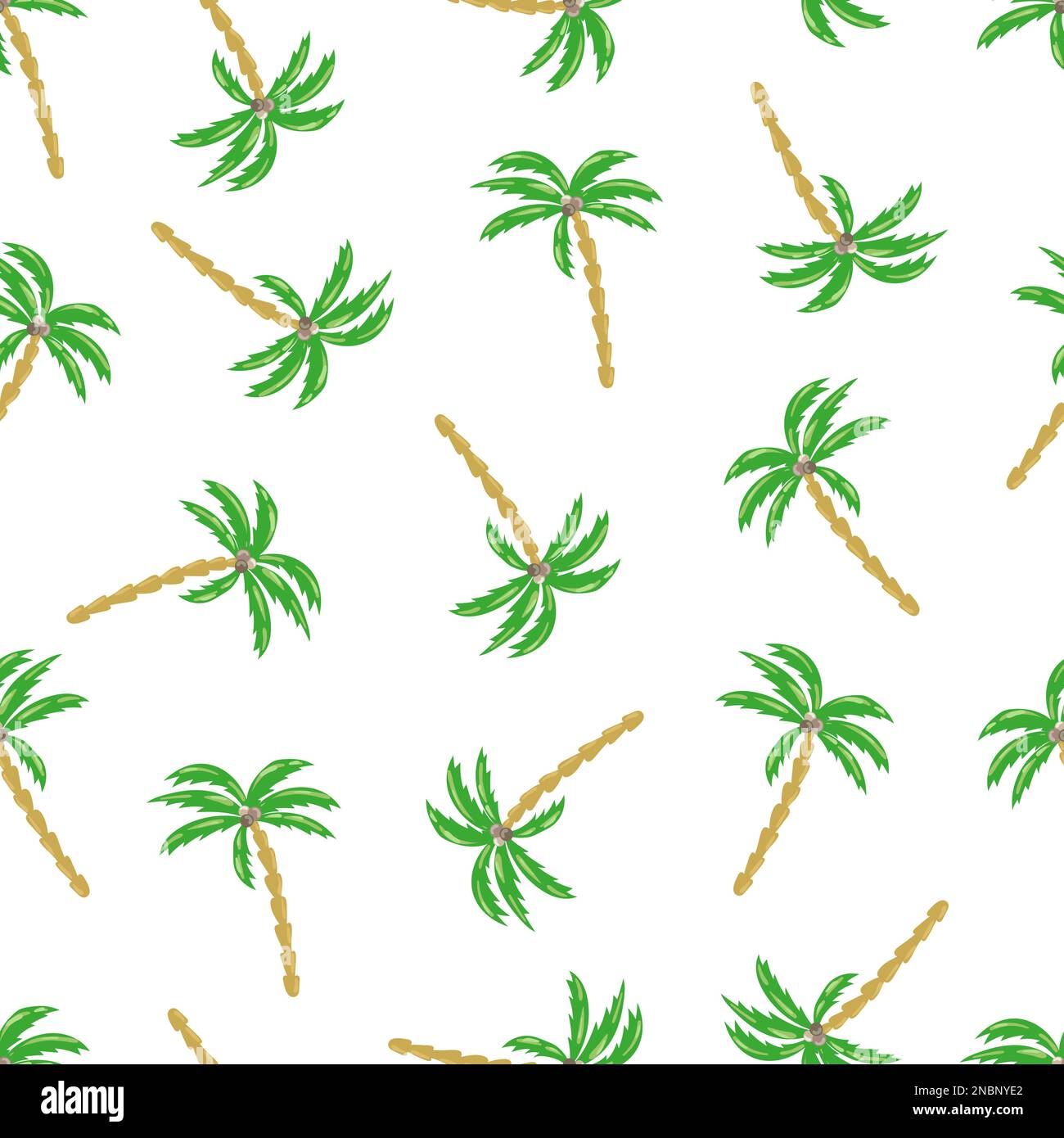 Seamless palm trees pattern. Vector illustration on a white background ...