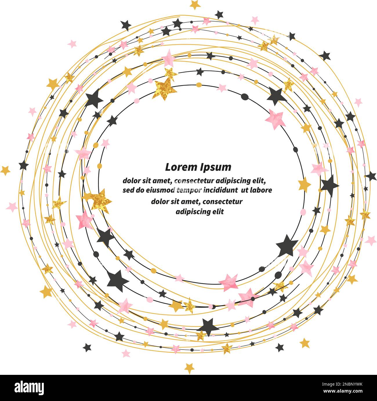 Circle stars frame border with place for text. Vector round celebration ...