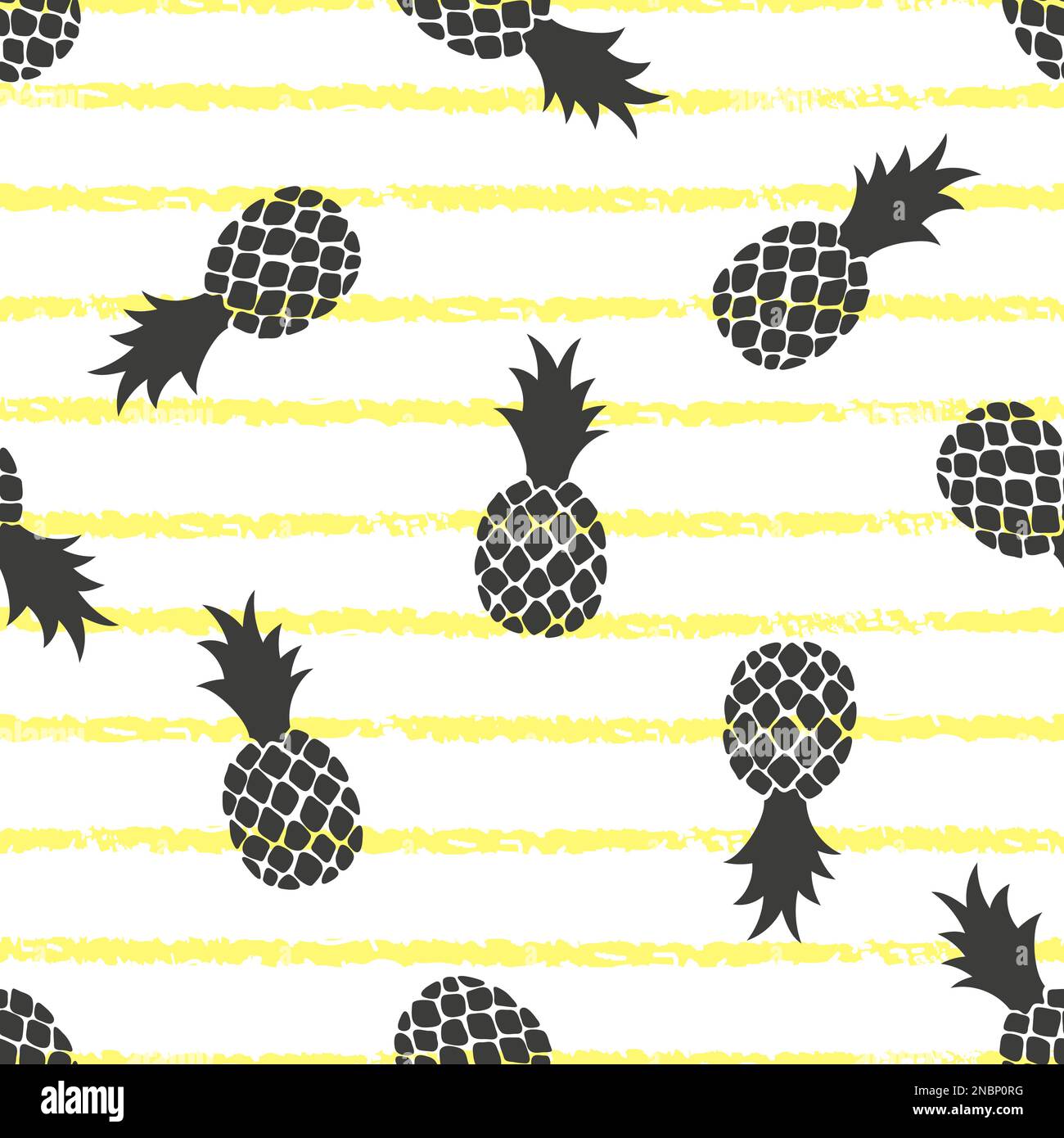 Seamless pineapples pattern. Vector striped fruit background Stock ...