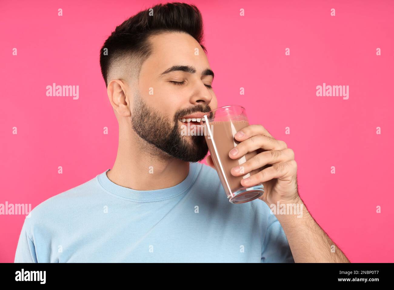 Man drinking milkshake hi-res stock photography and images - Alamy