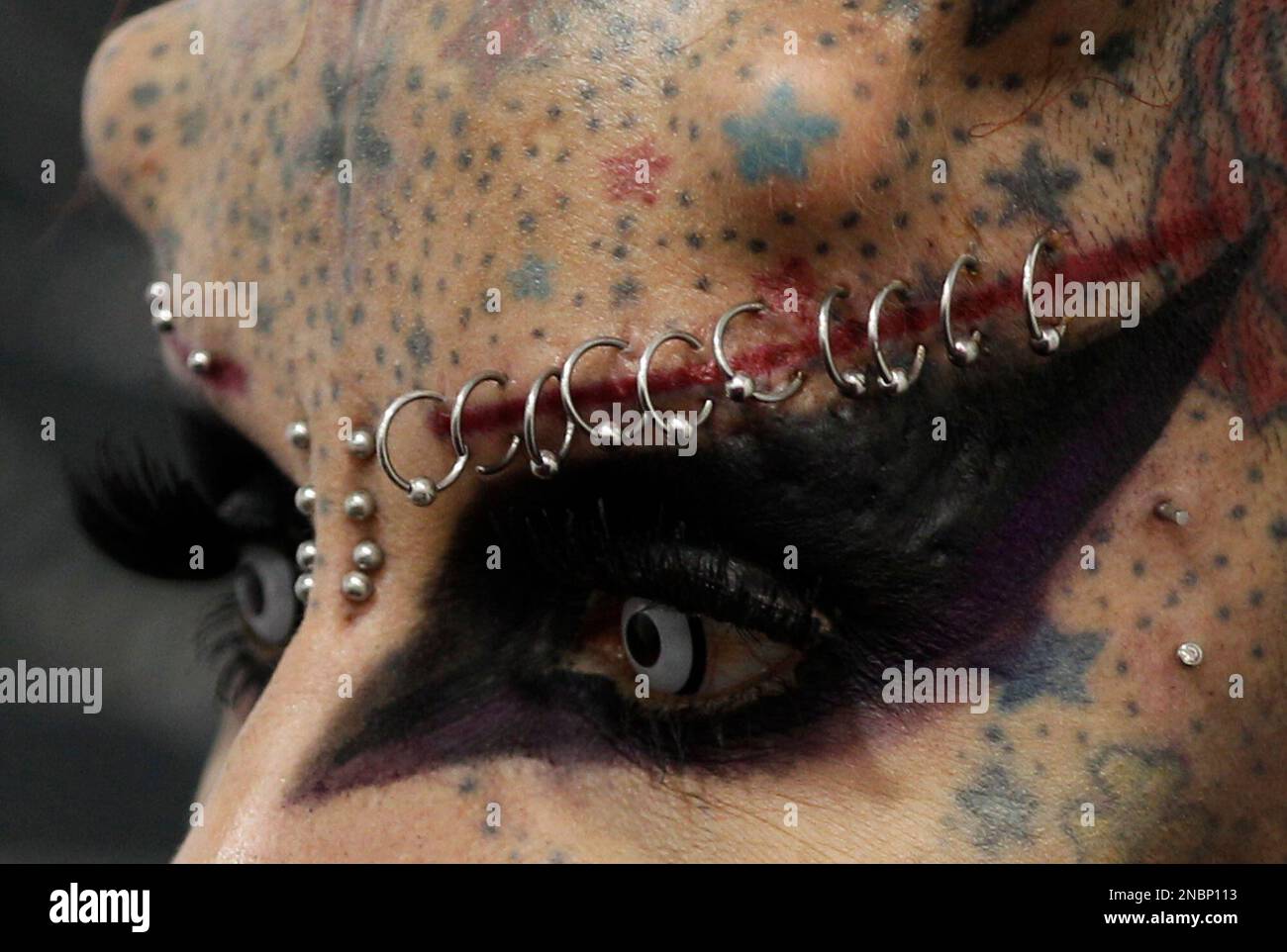 Maria Jose Cristerna, aka the Vampire Woman, looks on during the V ...