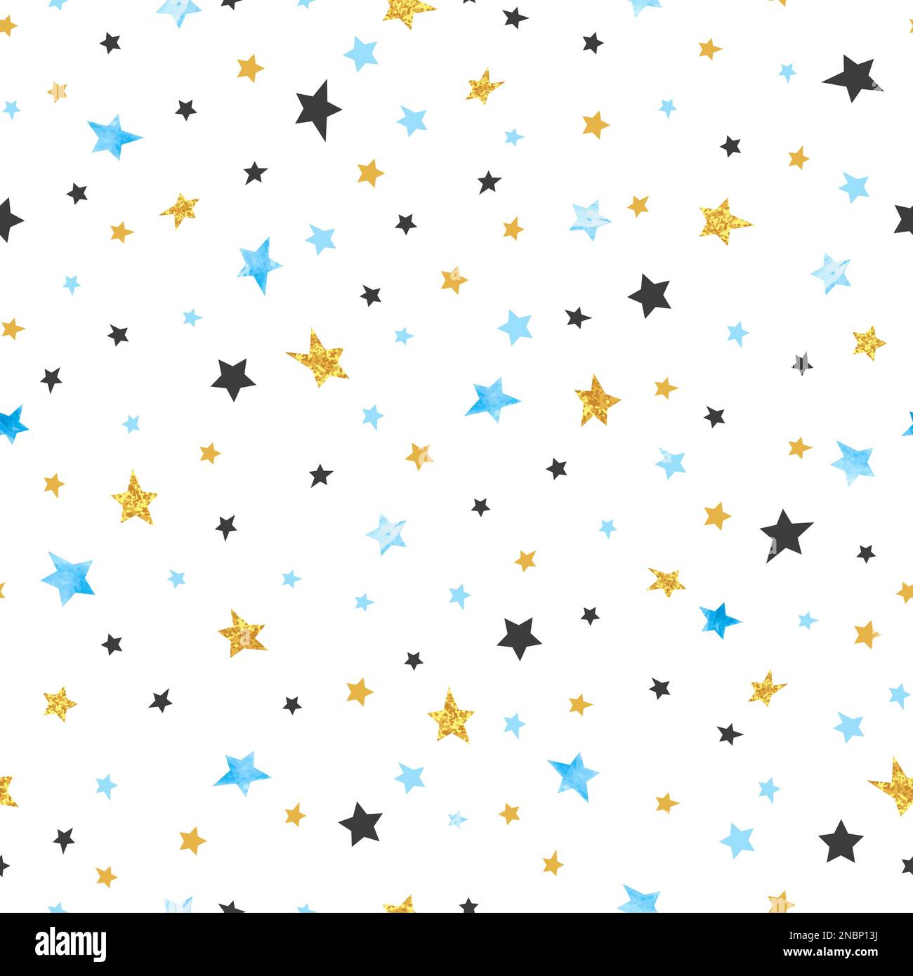 Seamless stars pattern. Vector celebration background in blue, black ...