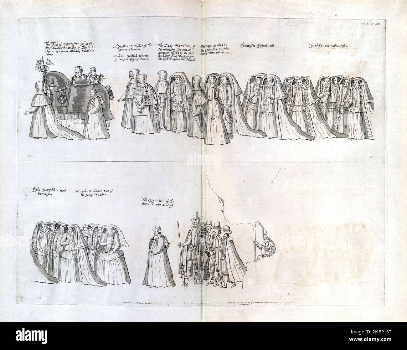 Funeral Procession of Queen ELIZABETH, 1603 from a drawing of the time ...