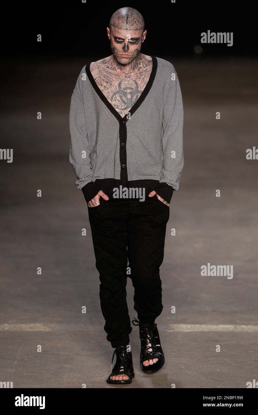 Canadian model Rick Genest, aka Zombie Boy, wears a creation by ...