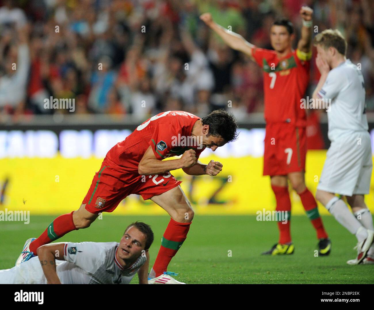 Portugal's Helder Postiga celebrates after scoring against Norway, with ...