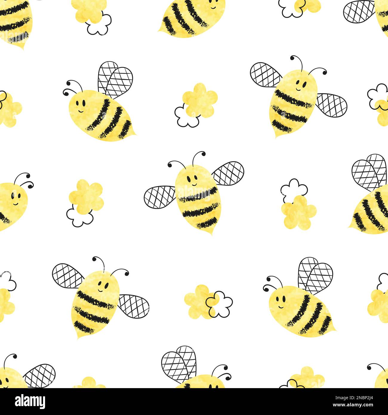 Seamless bees pattern. Vector illustration Stock Vector Image & Art - Alamy