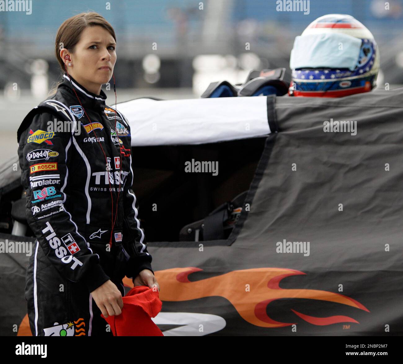 NASCAR driver Danica Patrick look on during qualifying for the ...