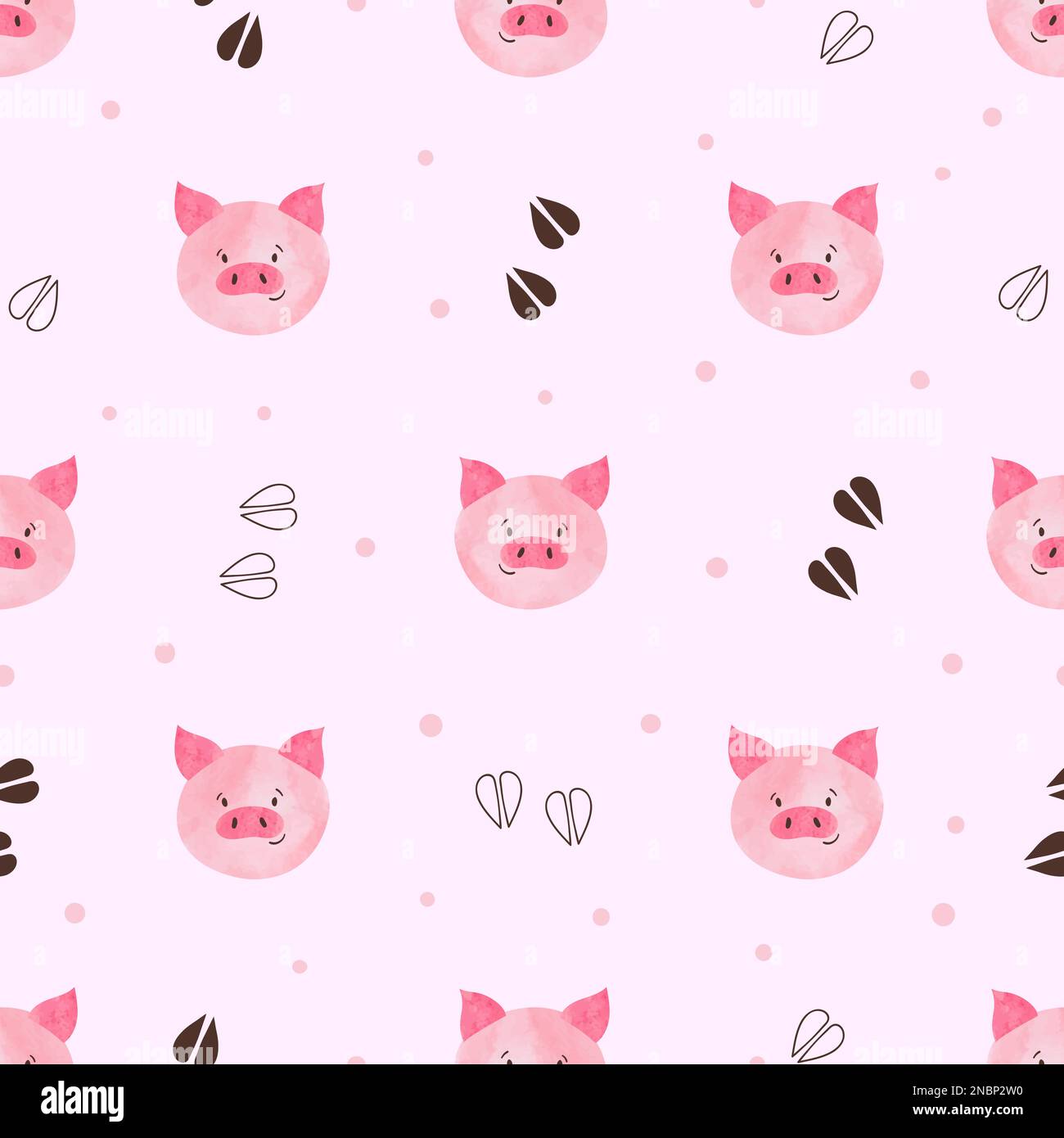 Seamless cute pig pattern. Vector illustration Stock Vector Image & Art ...