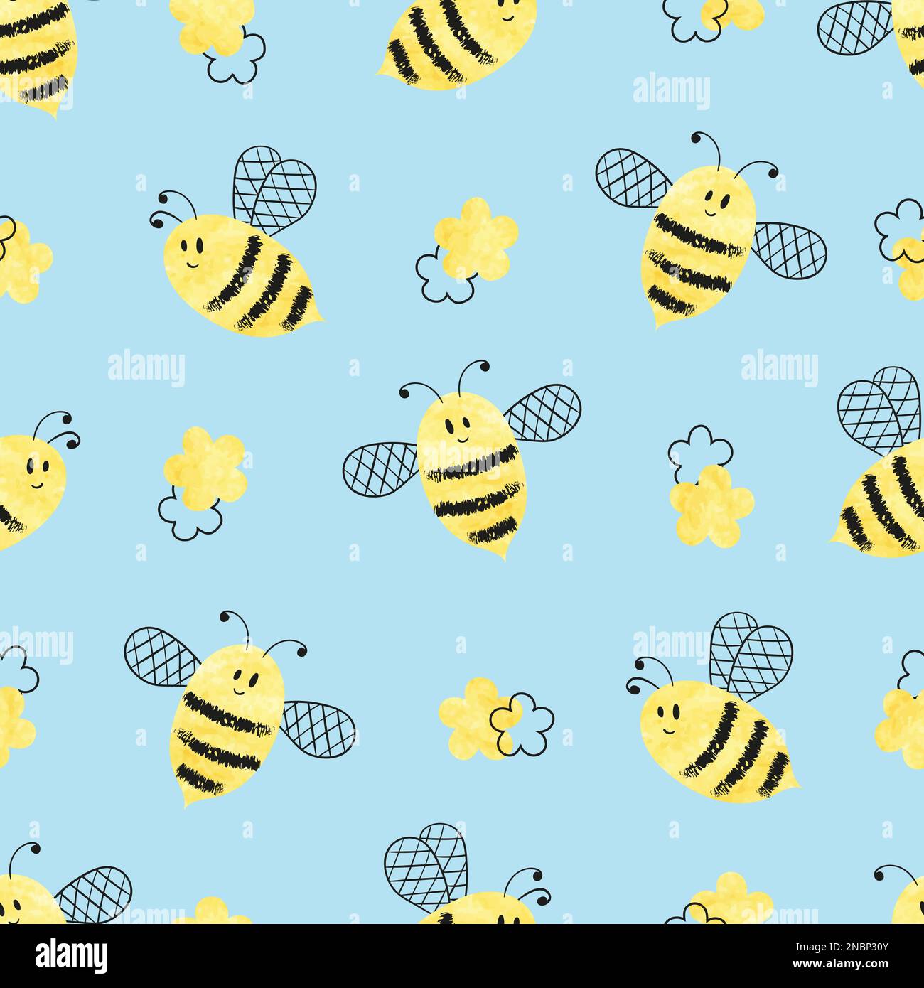 Seamless cute bees pattern. Vector illustration for kids design Stock ...