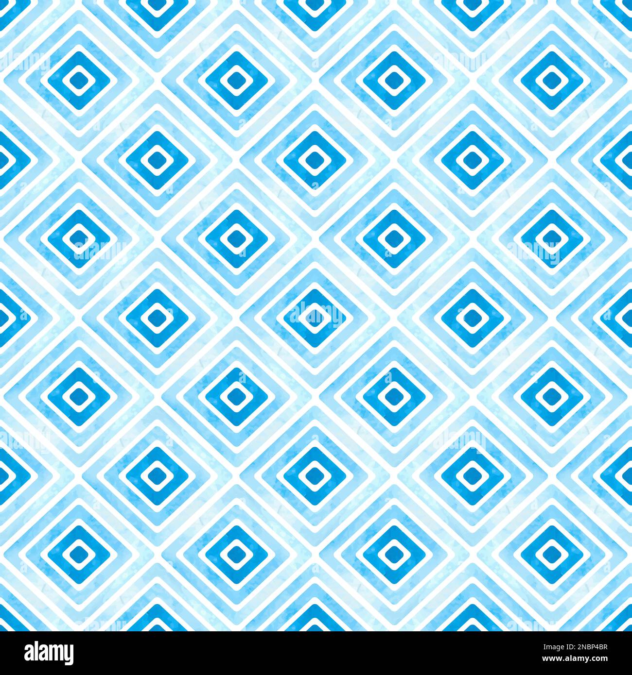 Seamless Blue Geometric Pattern Watercolor Vector Rhombus Texture