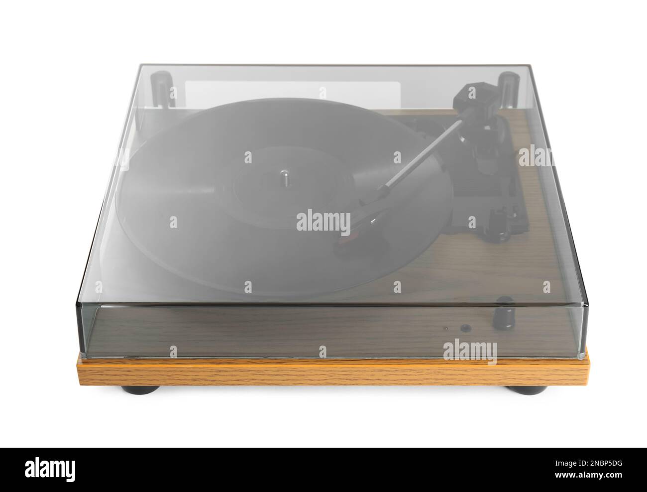 Modern vinyl record player with disc isolated on white Stock Photo - Alamy