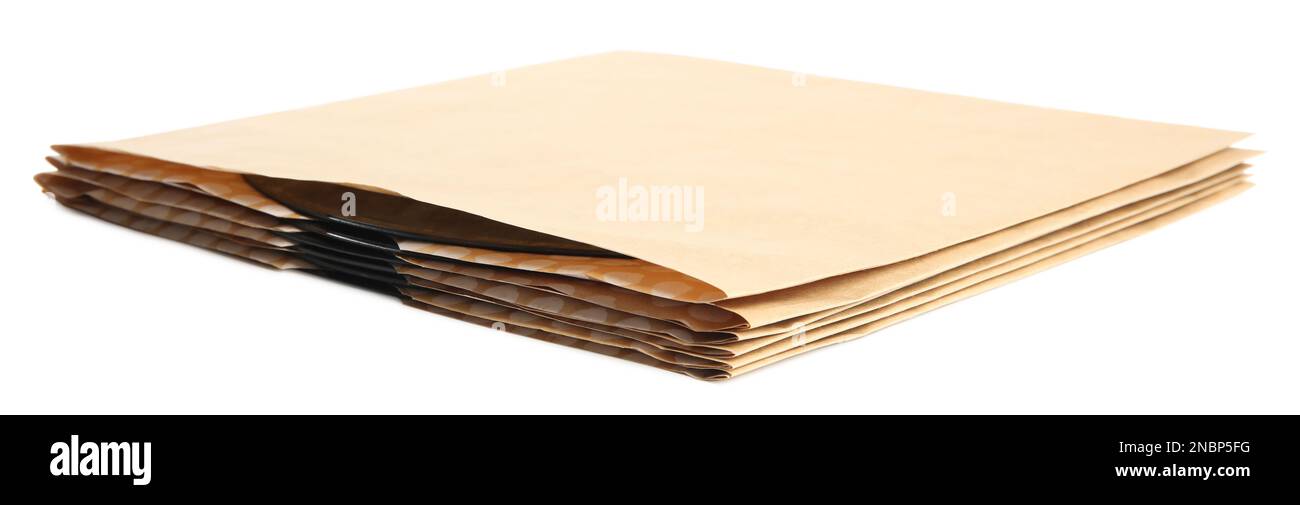 Vintage vinyl disc records in paper covers isolated on white Stock ...