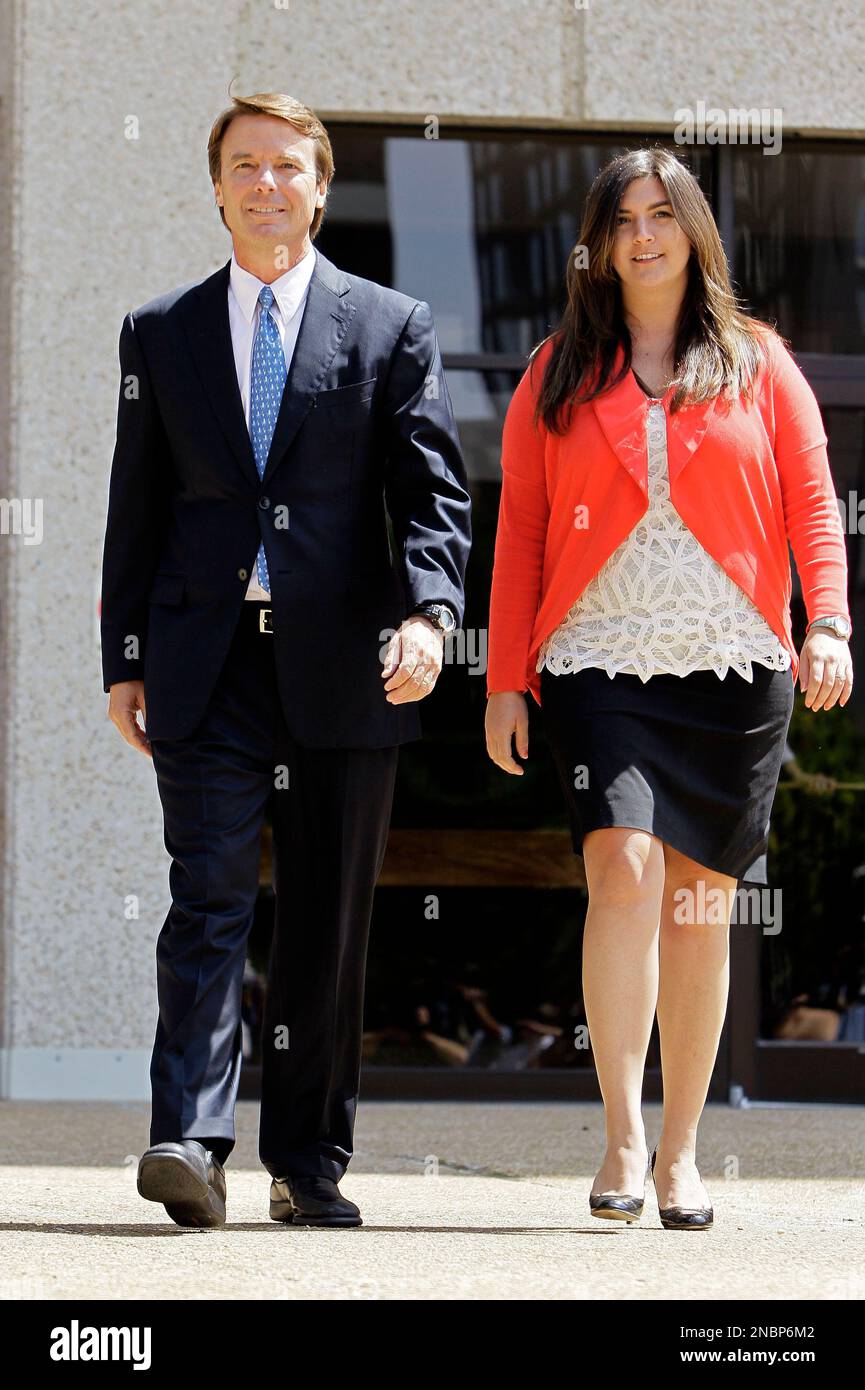 Former presidential candidate John Edwards walks with his daughter Cate ...