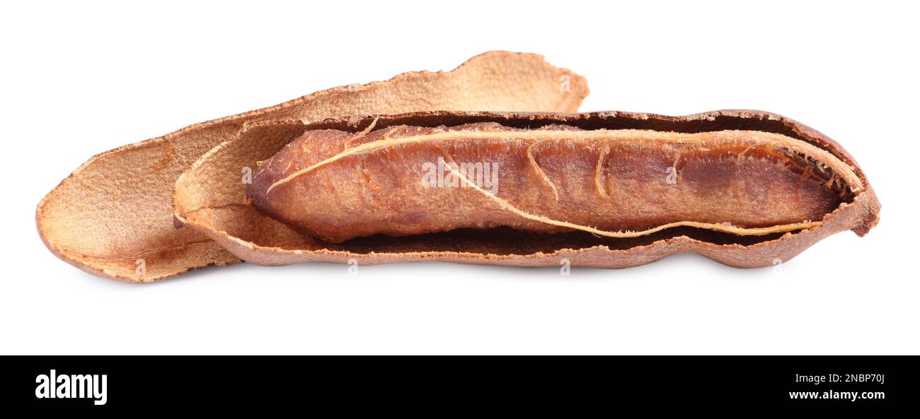 Delicious ripe tamarind on white background. Exotic fruit Stock Photo ...