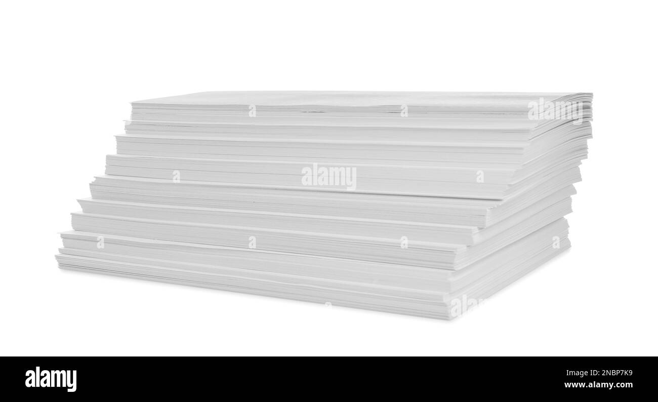 Stack of paper sheets isolated on white Stock Photo - Alamy