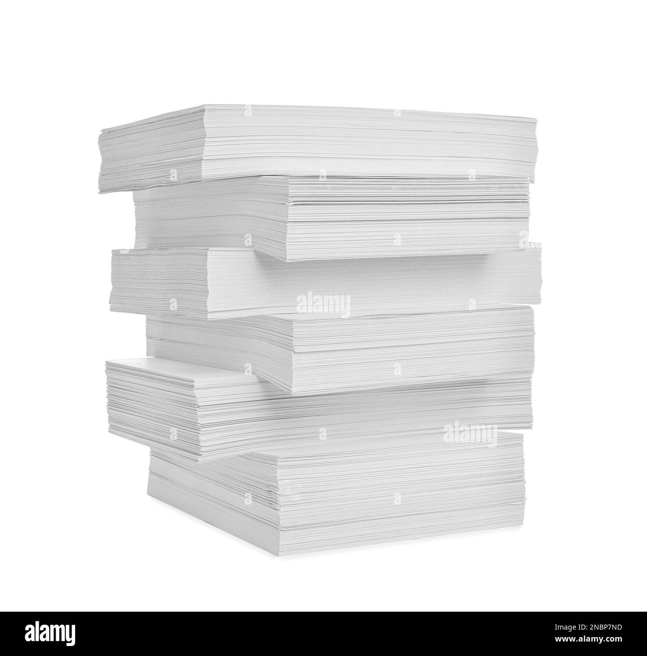 Pile of white paper sheets isolated Black and White Stock Photos ...