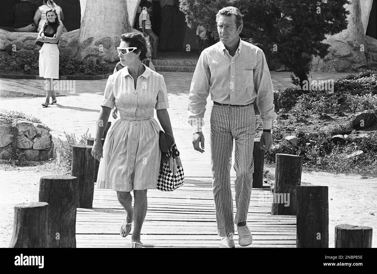 Princess Margaret and her husband Lord Snowdon walk at Porto Cervo ...