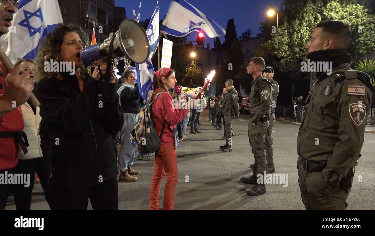 JERUSALEM, ISRAEL - FEBRUARY 13: Members of Israeli security force ...