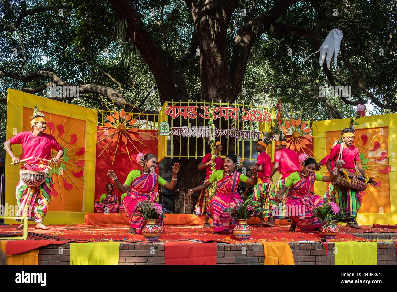 Dhaka, Bangladesh. 14th Feb, 2023. Artists perform during Basanto Utsav ...
