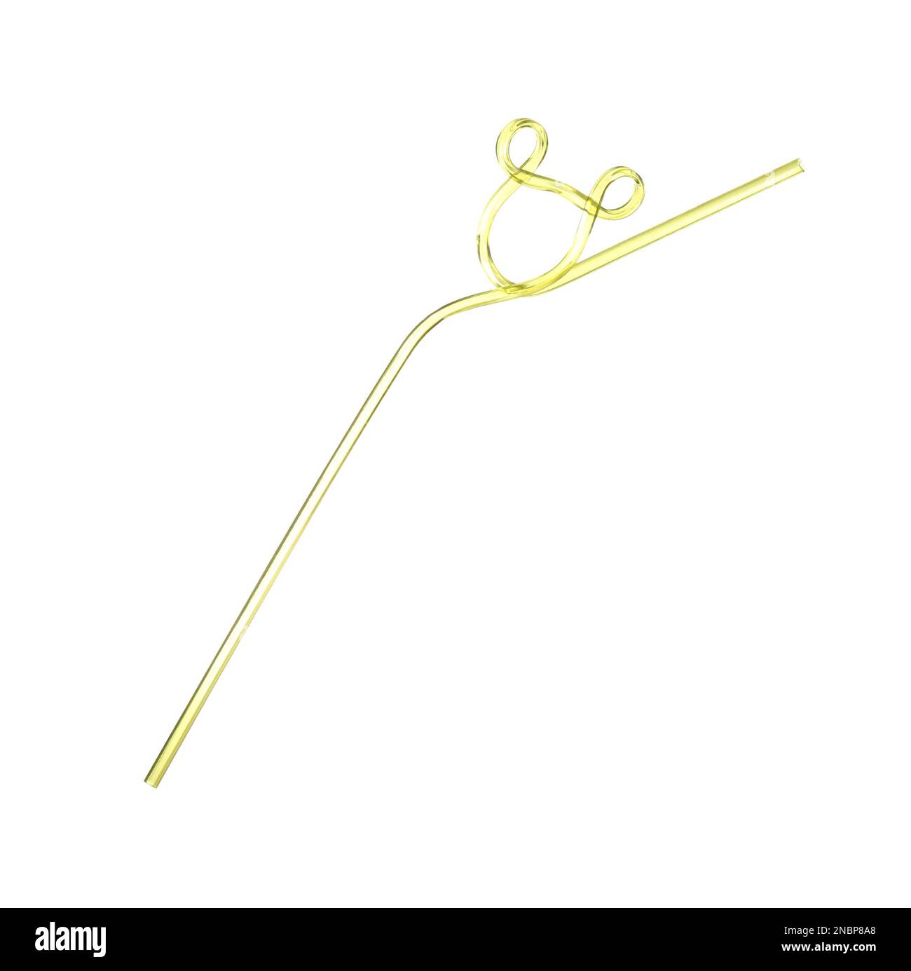 Yellow plastic loop straw for drink isolated on white Stock Photo - Alamy