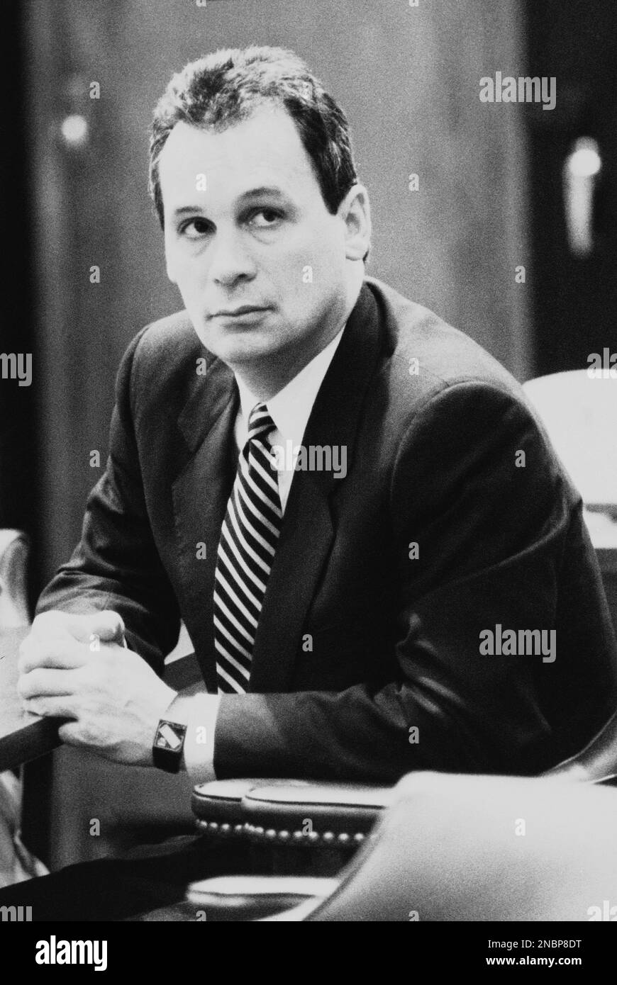 Art dealer Andrew Crispo listens to proceedings on the last day of ...