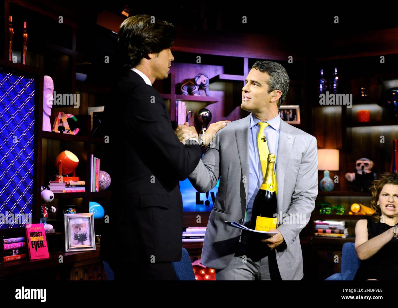 WATCH WHAT HAPPENS LIVE -- "Guests: Sandra Bernhard and Sonja Morgan" -- Pictured: (l-r) Andy ...