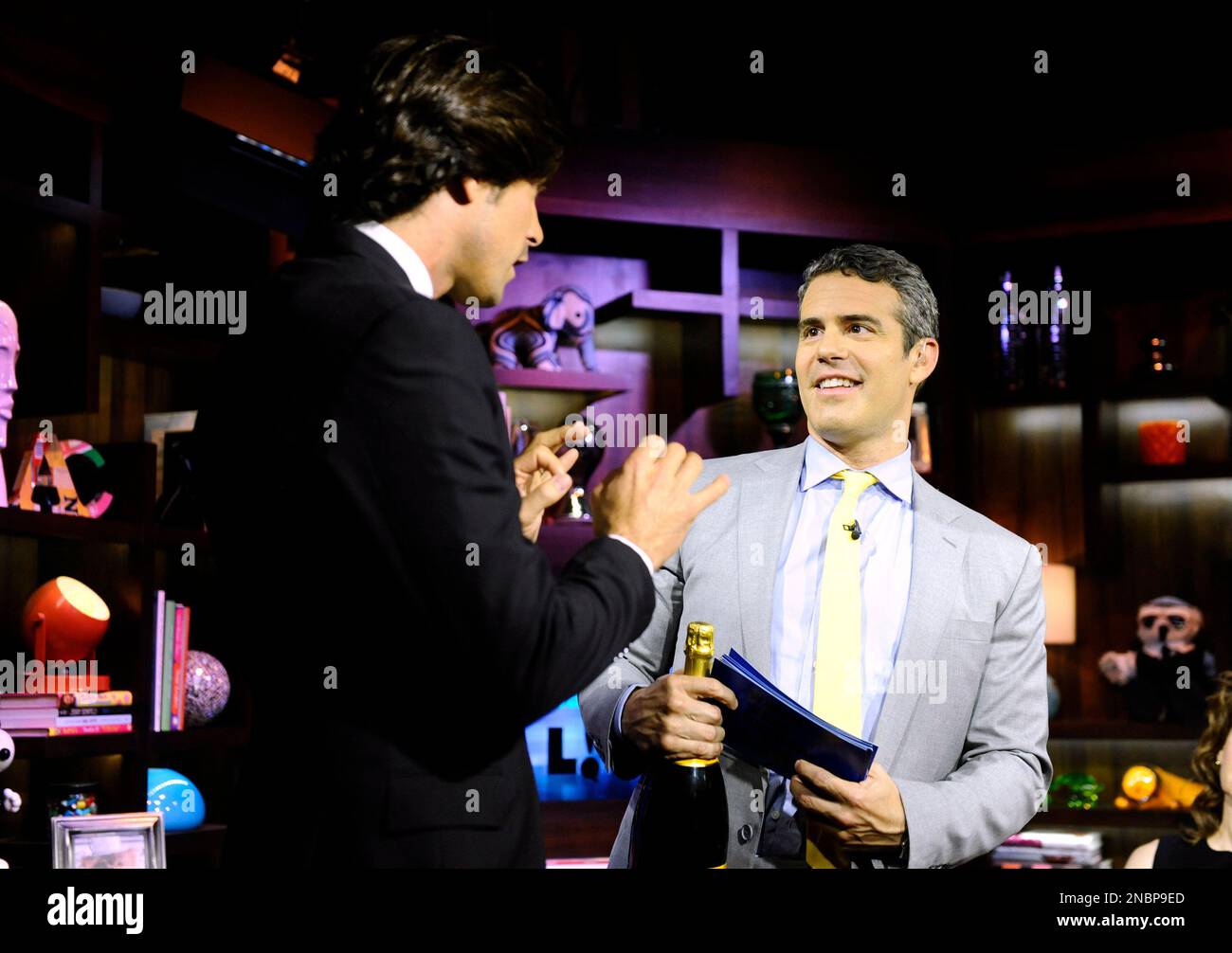 WATCH WHAT HAPPENS LIVE -- "Guests: Sandra Bernhard and Sonja Morgan" -- Pictured: (l-r) Andy ...