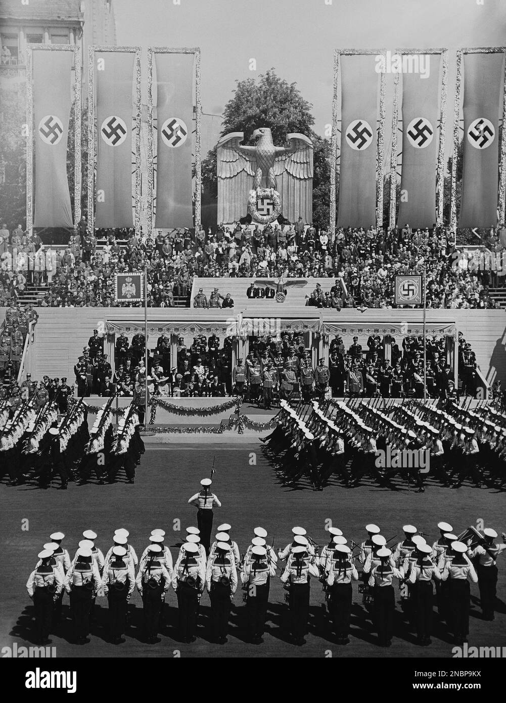 A large-scale, parade of German troops took part, in a huge march past ...