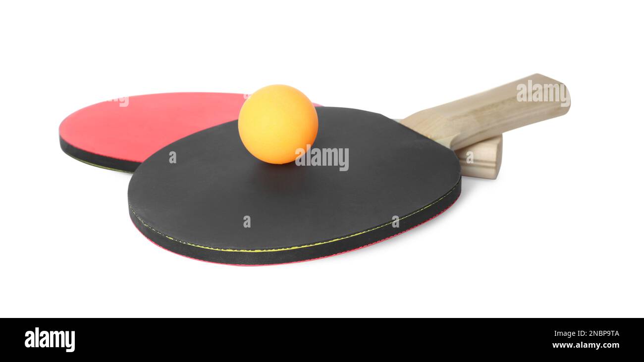 Ping pong rackets and ball isolated on white Stock Photo - Alamy