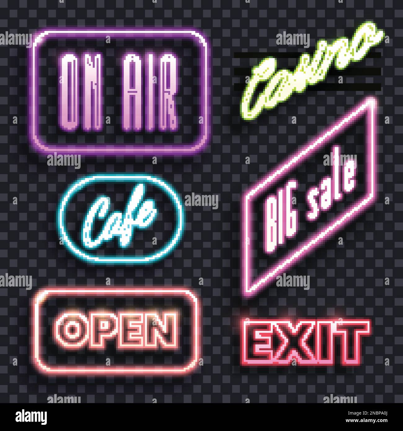 Retro light billboards realistic collection for cafe shop casino ...