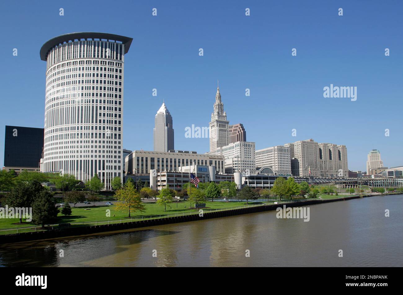 The federal courthouse, left, Key Tower, center, and Terminal Tower in ...