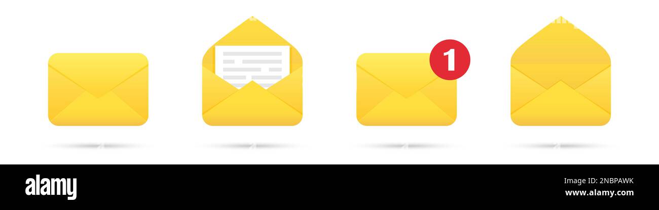 Set of notification mail envelope icons with shadow Stock Vector Image ...