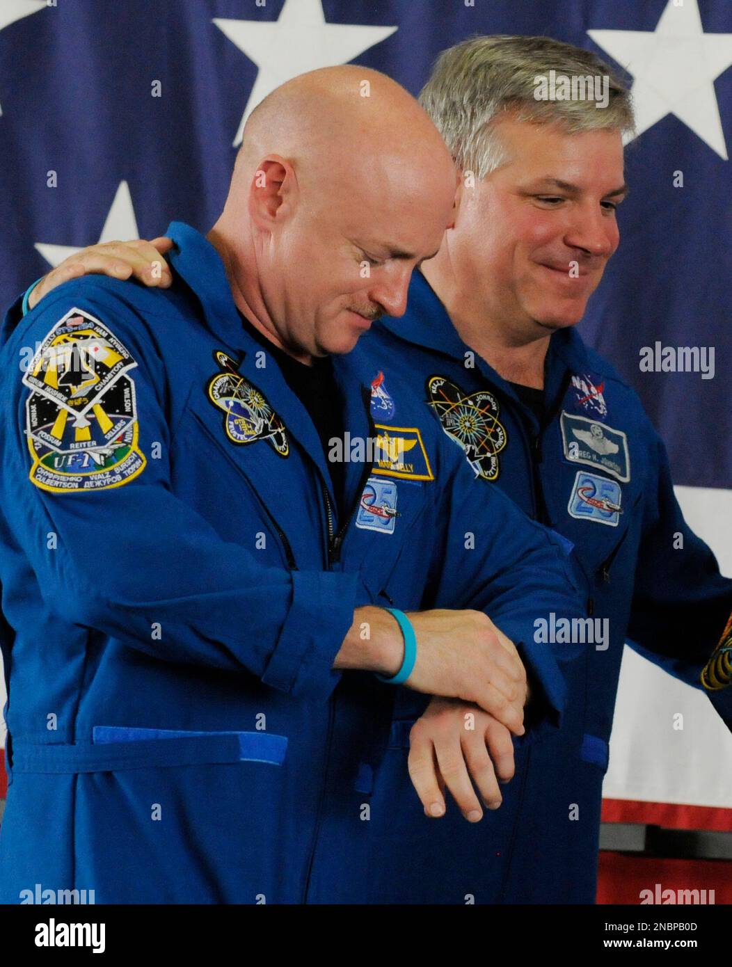Space shuttle Endeavour commander Mark Kelly and pilot Greg Johnson ...