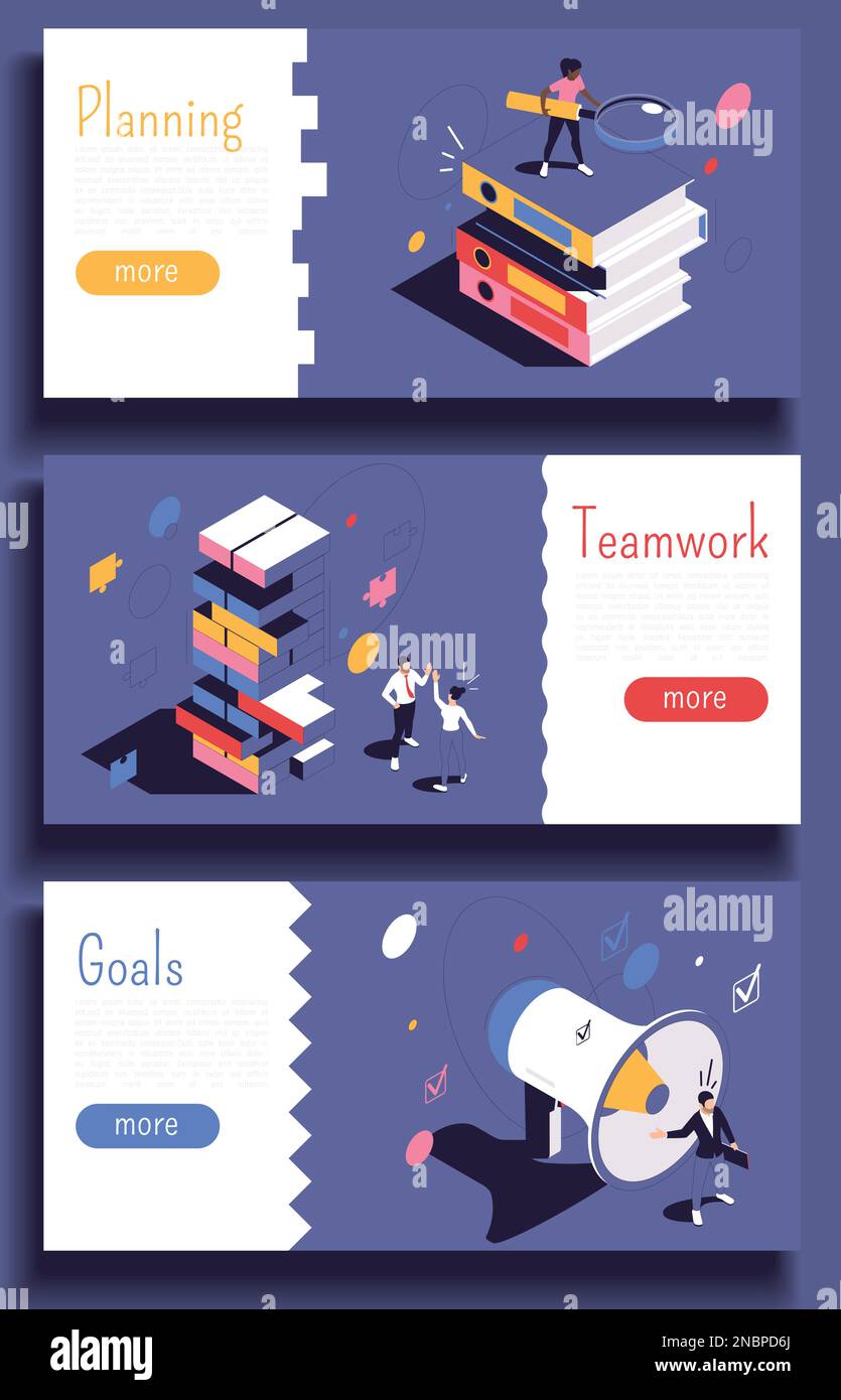 Project management horizontal banners with information about planning ...