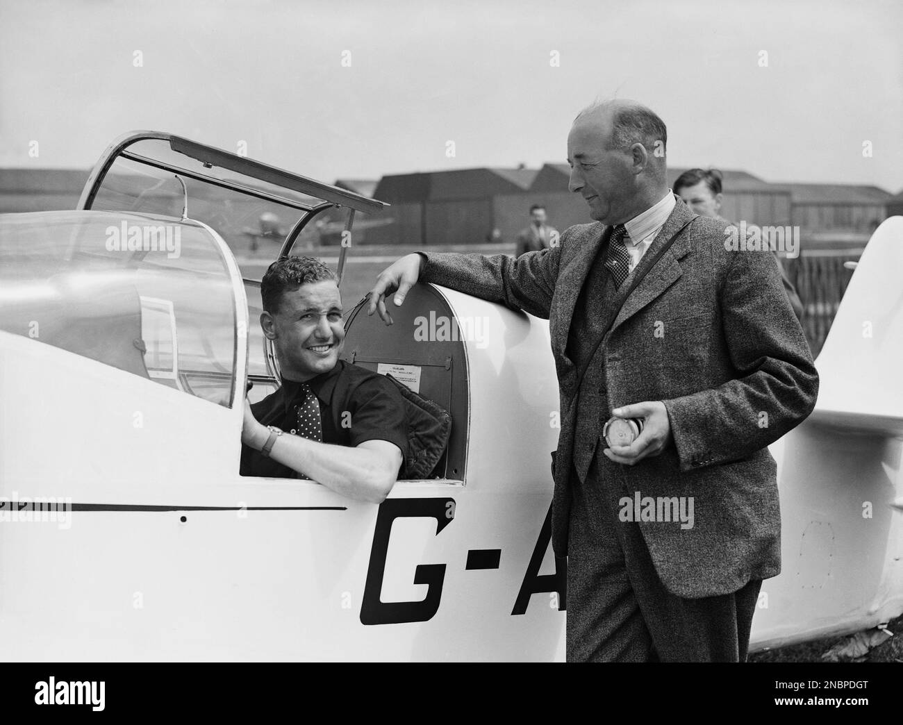 Father Albert Henshaw and son Alex, in the cockpit, before starting in the Isle of Man Air Race ...
