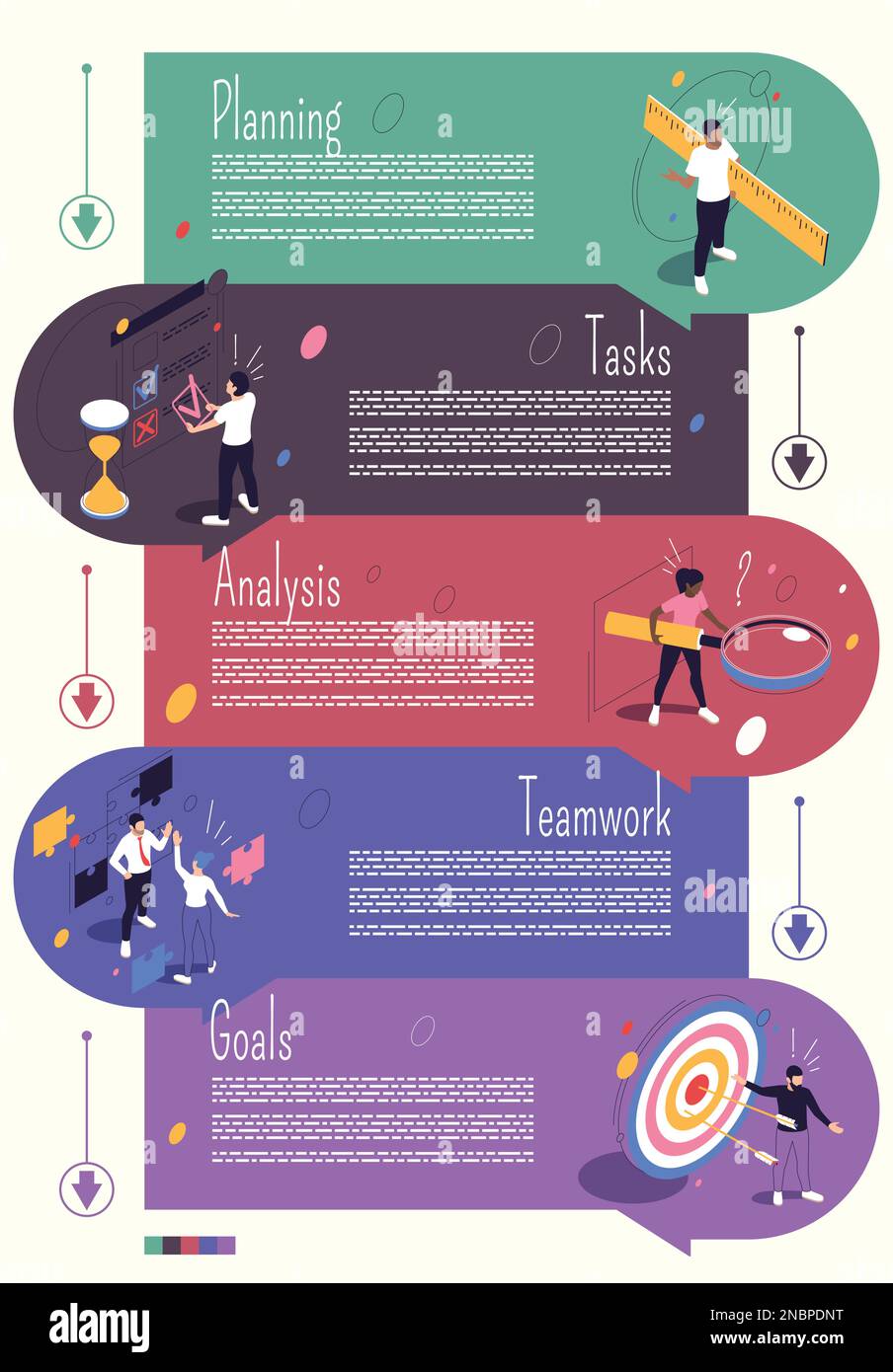 Project management isometric infographics template consisting of ...
