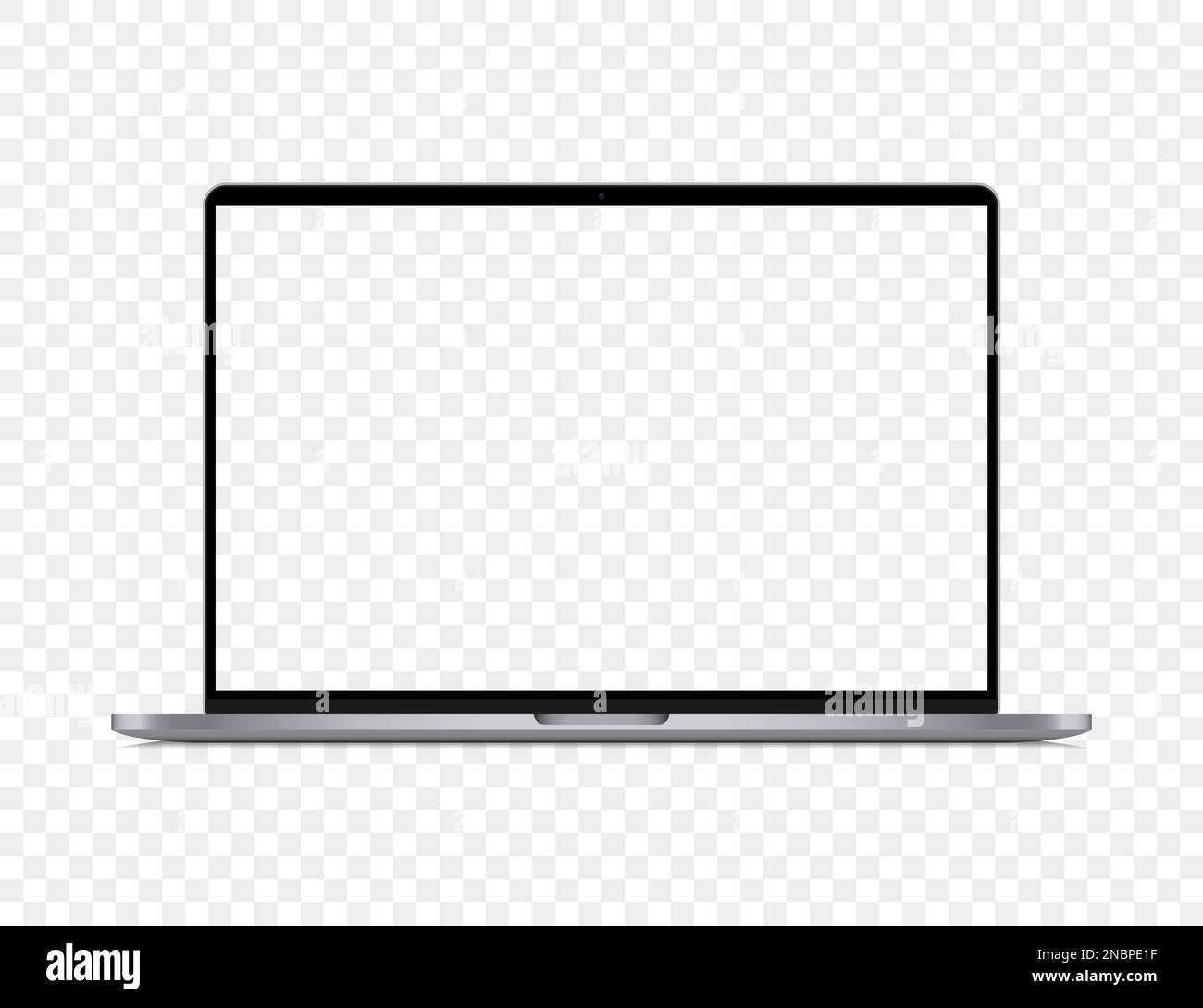 Realistic gray laptop with blank screen on a transparent background ...