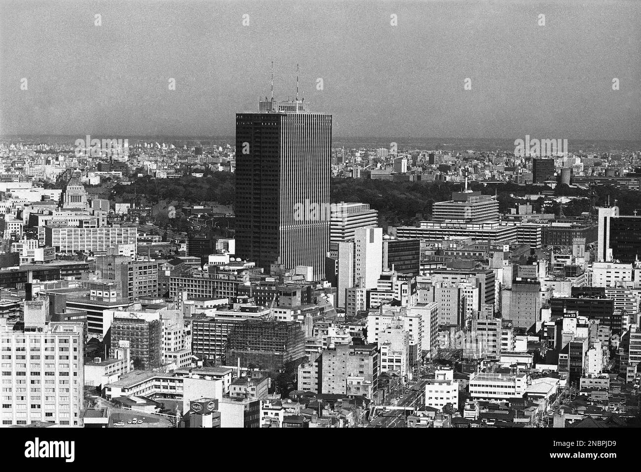 Looking north-northeast with Imperial Palace compound (wooded area) in ...