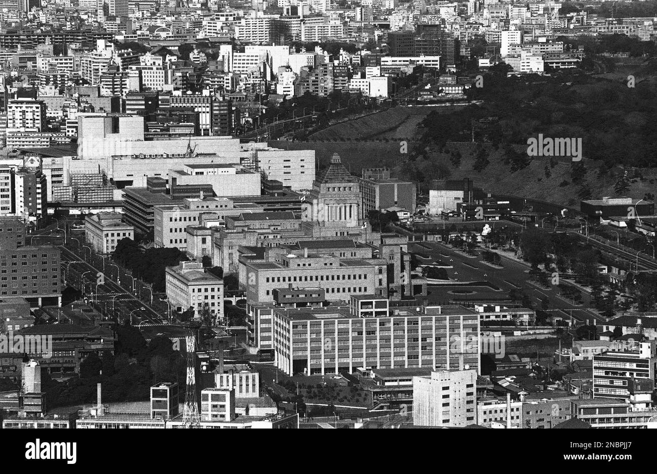 View made to the north from the Tokyo Tower, a TV tower located in the ...